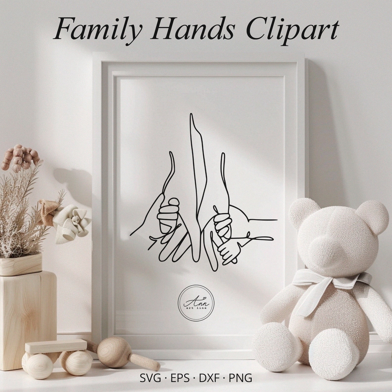 Family Holding Hands PNG Clipart. Family of 5 SVG Digital Image. Mom ...
