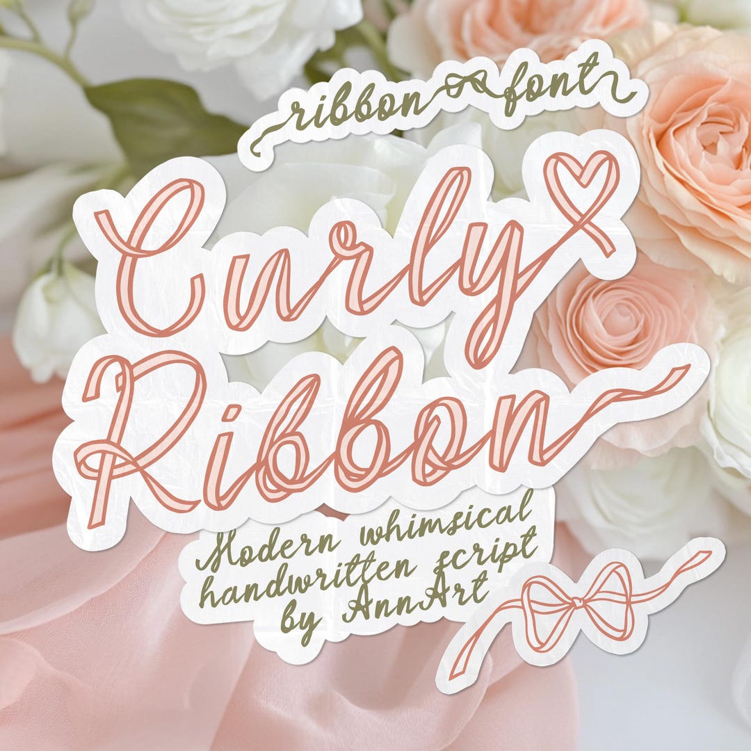 Curly Ribbon Wedding Font Whimsical Handwritten Script for Invitations ...