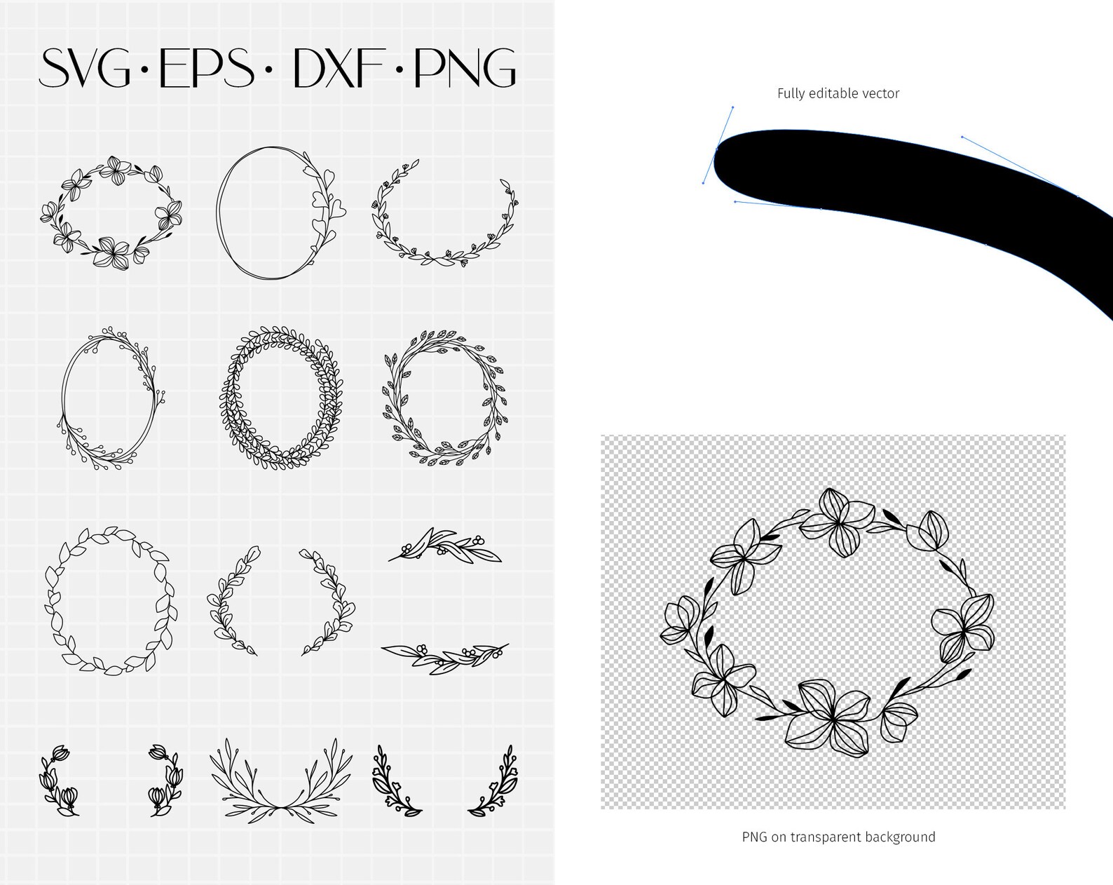 Floral Frame Clipart Digital Image. Wedding Favors DIY Crafts. Round ...