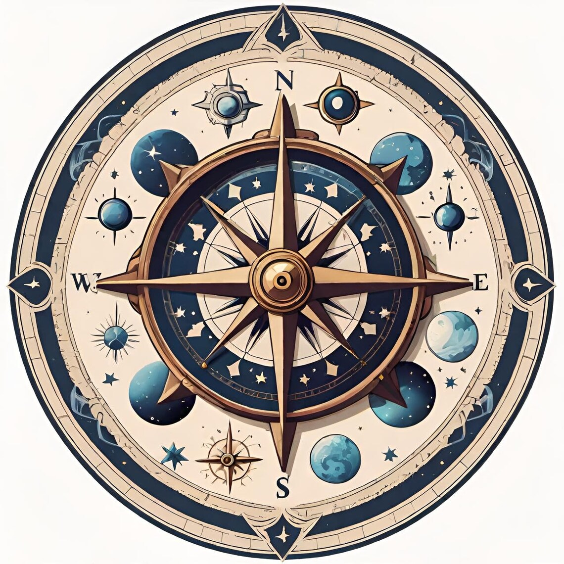 The Timeless Compass 6x6 Cm 12 Piece, High Quality Vector, Sticker Pack ...