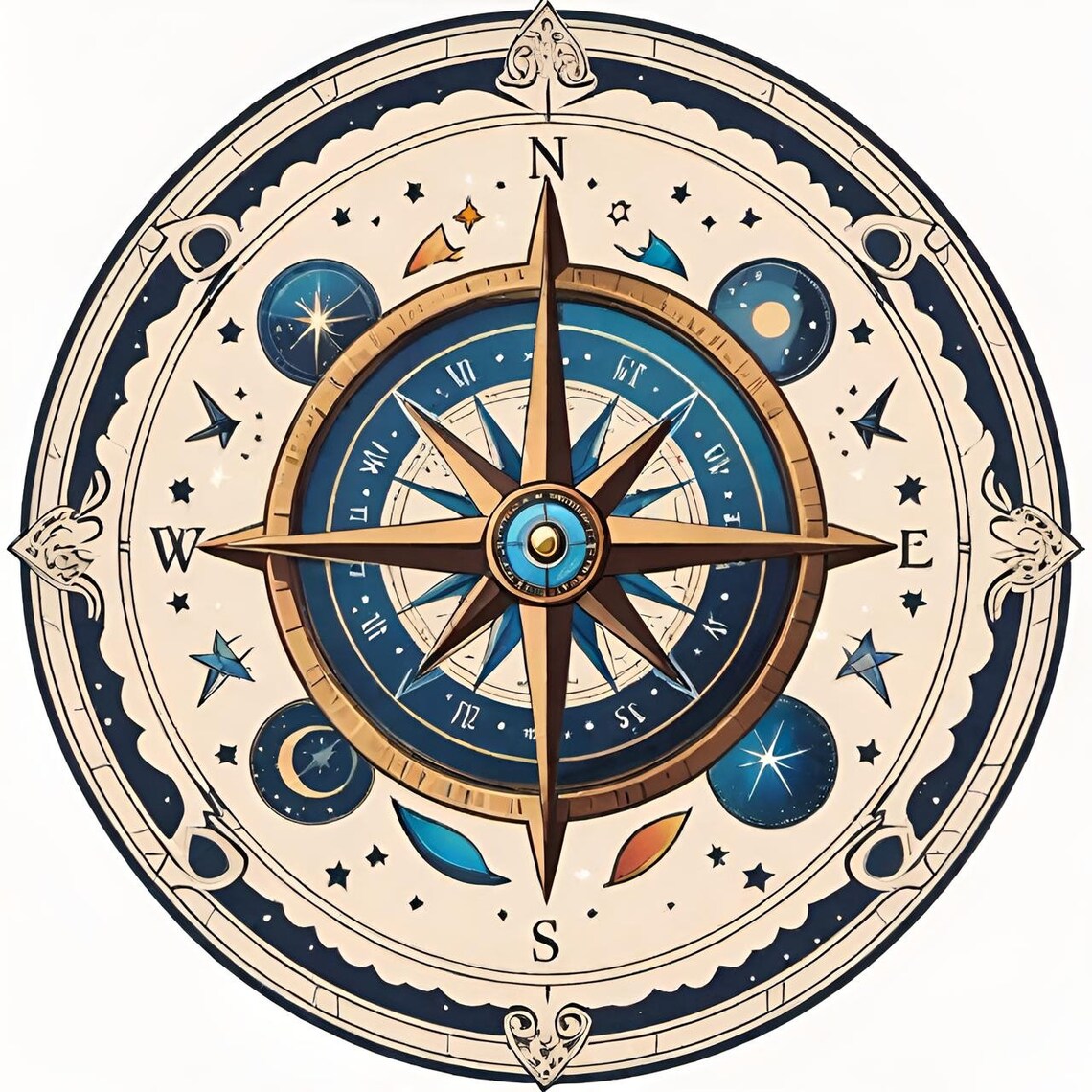 The Timeless Compass 6x6 Cm 12 Piece, High Quality Vector, Sticker Pack ...