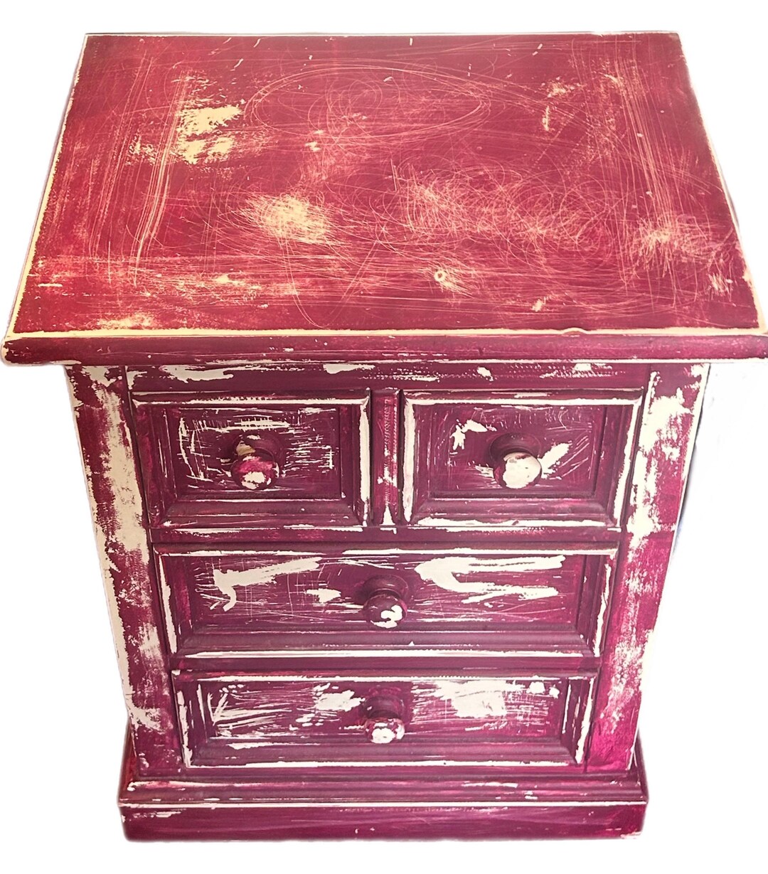 Upcycled Nightstand, Shabby Chic Drawers, Distressed Purple, Aubergine ...