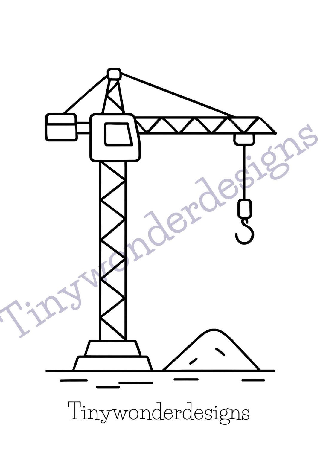Crane Coloring Page for Children – Construction Site Coloring Page to ...