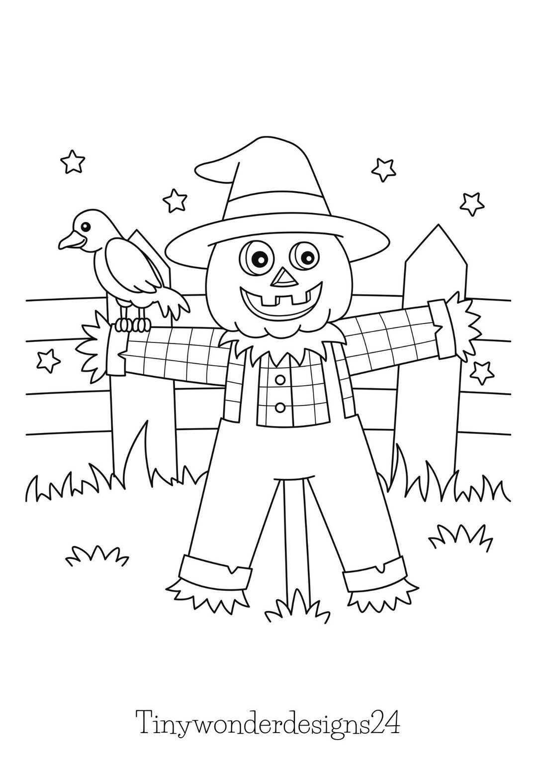 Halloween Coloring Page for Children | Scarecrow Doodle Book ...