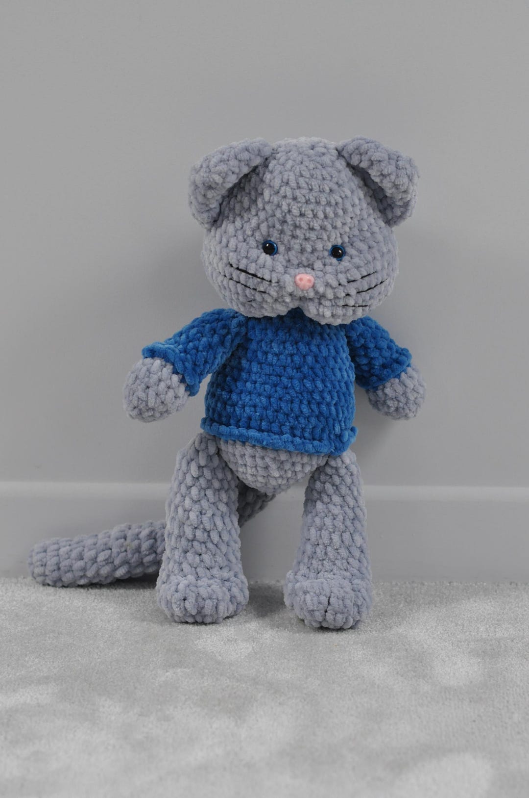 Crochet Plush Cat, Cute Crochet Cat Big Eyed/ Stuffed Cat Toy ...