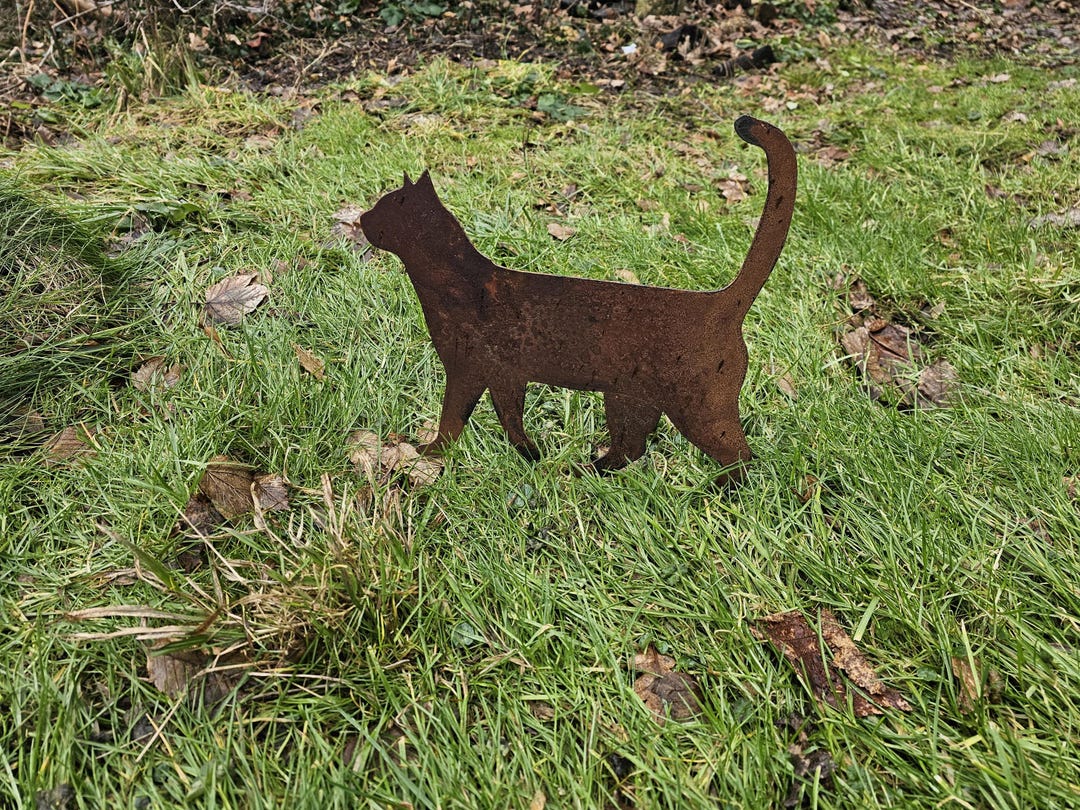 Cat Rust Look Garden Stake Rust Decoration Garden Decoration Rust Art ...