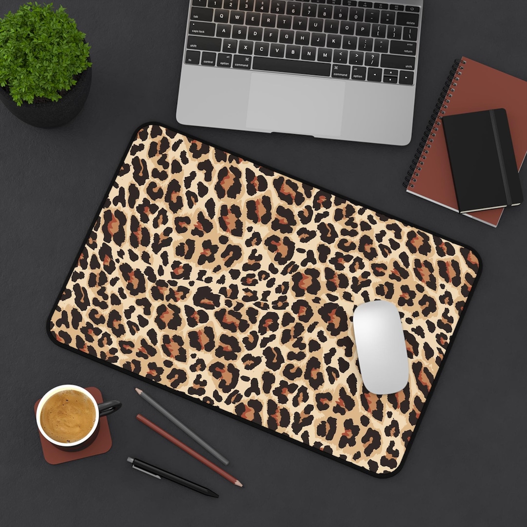 Leopard Desk Mat, Animal Print Office Decor, Work From Home Desk ...