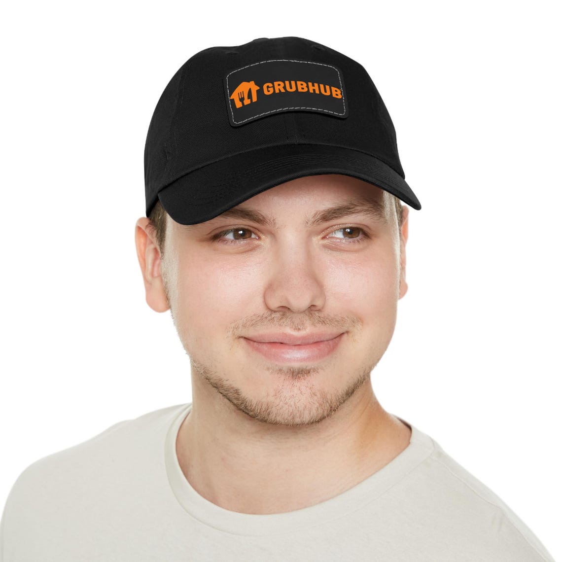 Embroidered Grubhub Dad Hat: Leather Patch Baseball Cap - Etsy