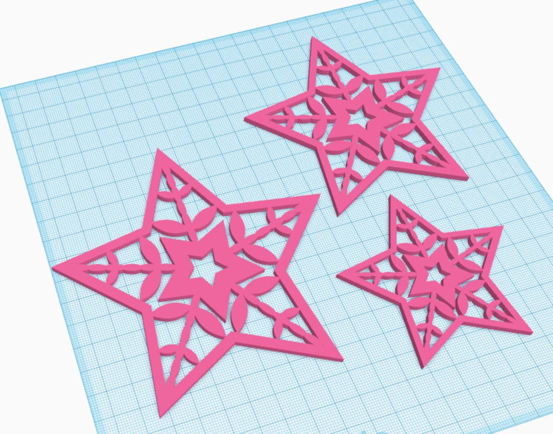 Star STL Files, 3D Print, 3D STL, Stars Christmas Ornament, Flower Sign ...