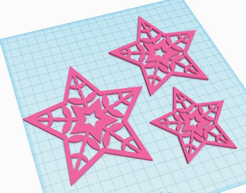 Star STL Files, 3D Print, 3D STL, Stars Christmas Ornament, Flower Sign ...