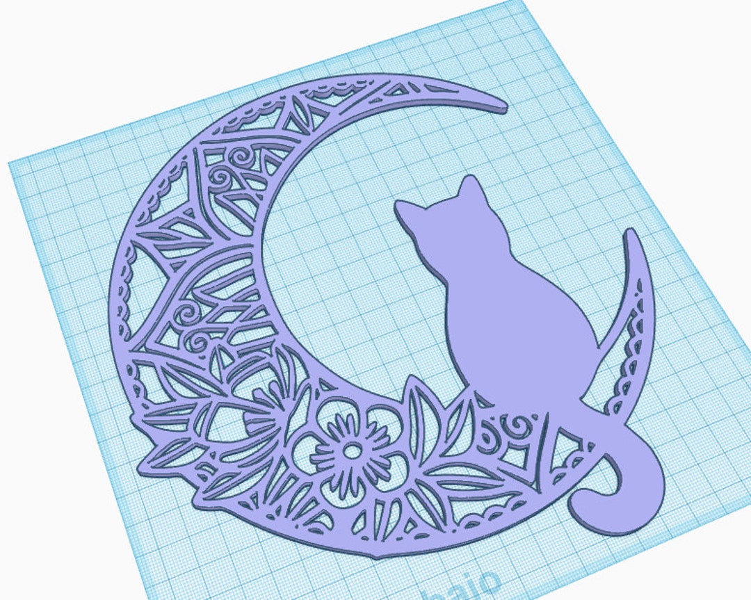 Cat Moon, 3D Print, 3D STL, Cat Ornament - Etsy