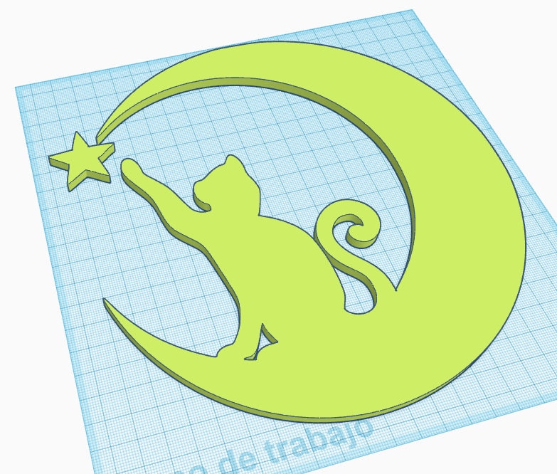 Cat Moon, Cat STL , 3D Print, 3D STL, Cat Ornament - Etsy