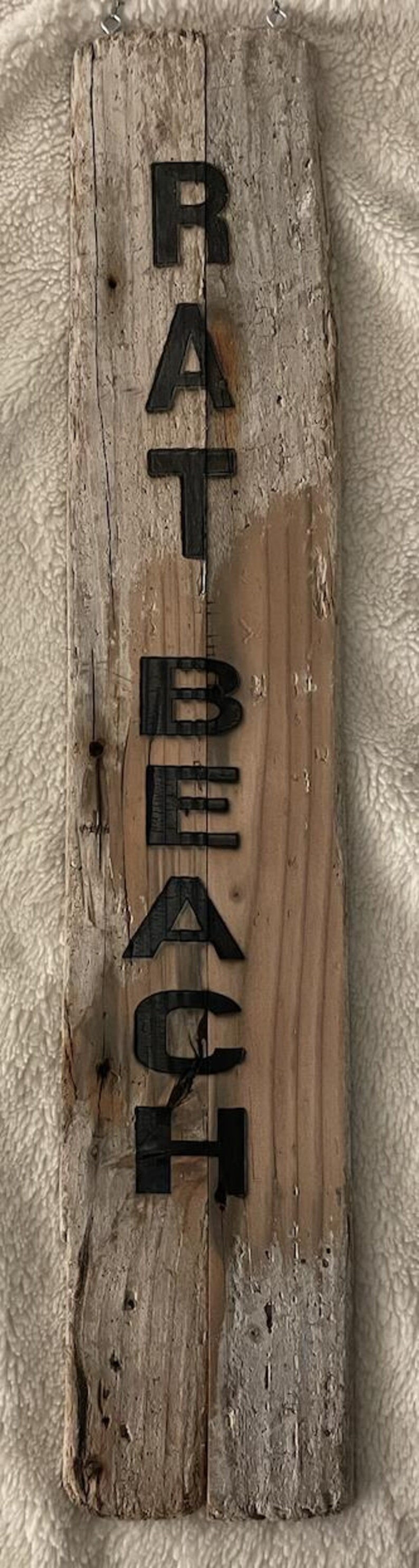 Sign, Rat Beach, Vertical, Beach Sign, Driftwood, Reclaimed Wood, Laser ...