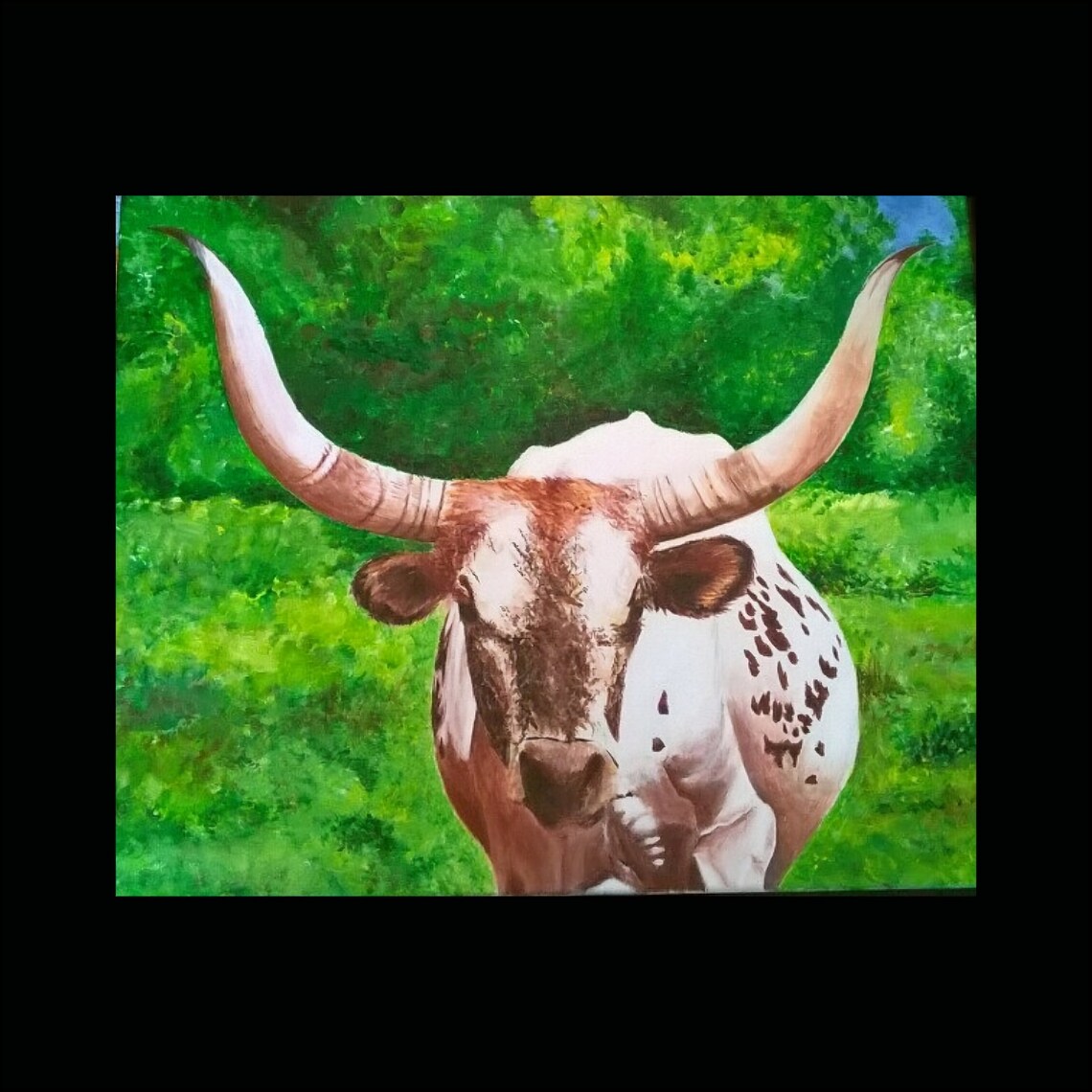Custom Painting, Longhorn Painting, Colorful Painting, Custom Art, Hand ...