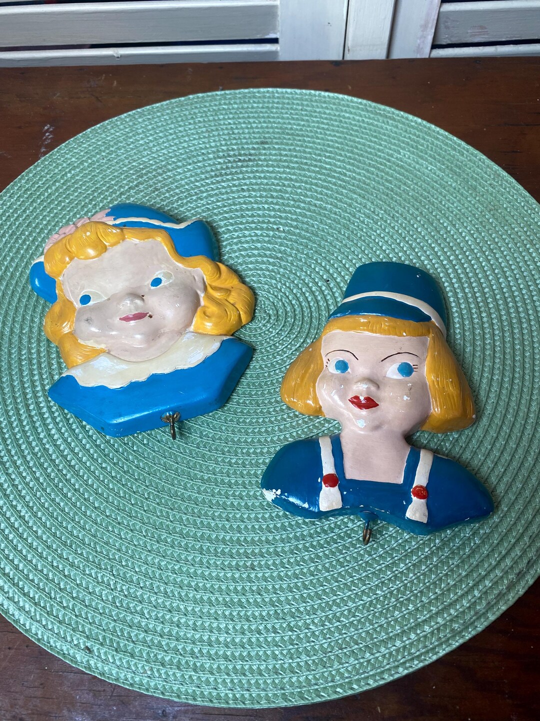Vintage MCM Miller Studio Chalkware Wall Plaques Dutch Girl Boy ...