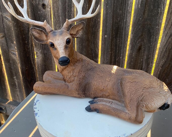Vintage 1984 Homco Deer Buck With Antlers Laying Down Figurine Home ...