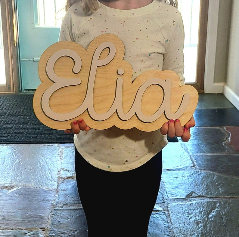 Personalized Script Font Wooden Name Sign, Nursery Decor Sign, Name ...