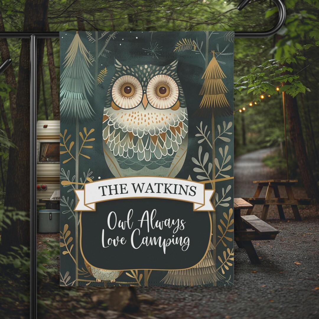 Custom Owl Camping Flag: Custom Camping Decor, Gift for Outdoor ...