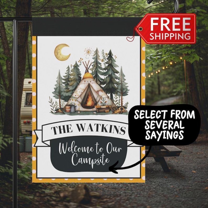 Custom Camping Flag, Welcome to Our Campsite Personalized Flag, Custom ...