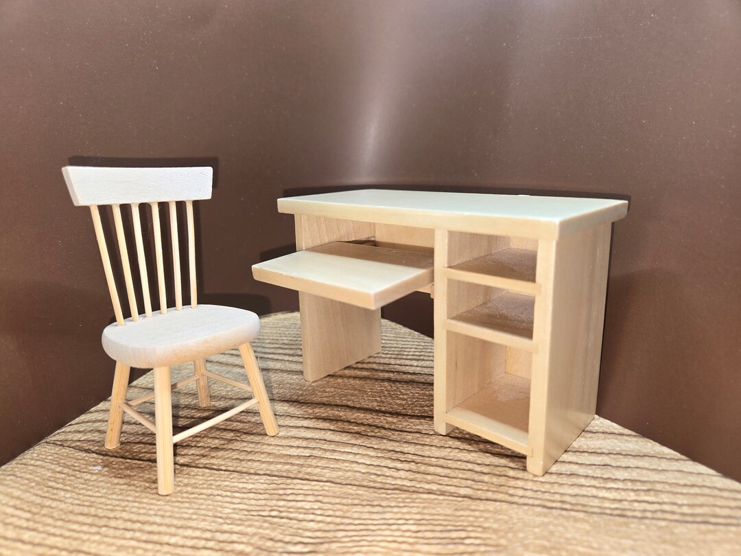 Miniature Modern Workstation, Desk/chair, Pull Down Keyboard Drawer ...
