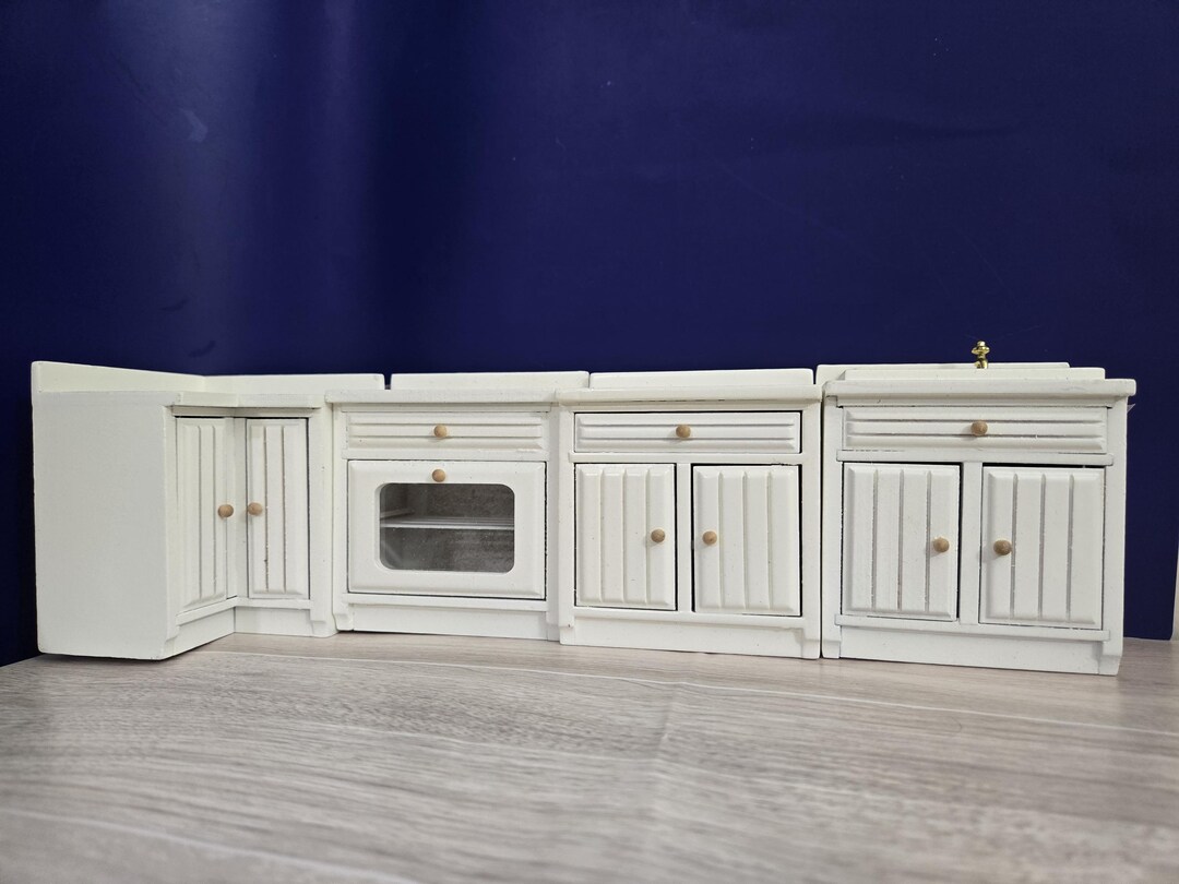 Miniature Retro Kitchen Cabinets, Sink, Stove/oven, Scored Door Panel ...