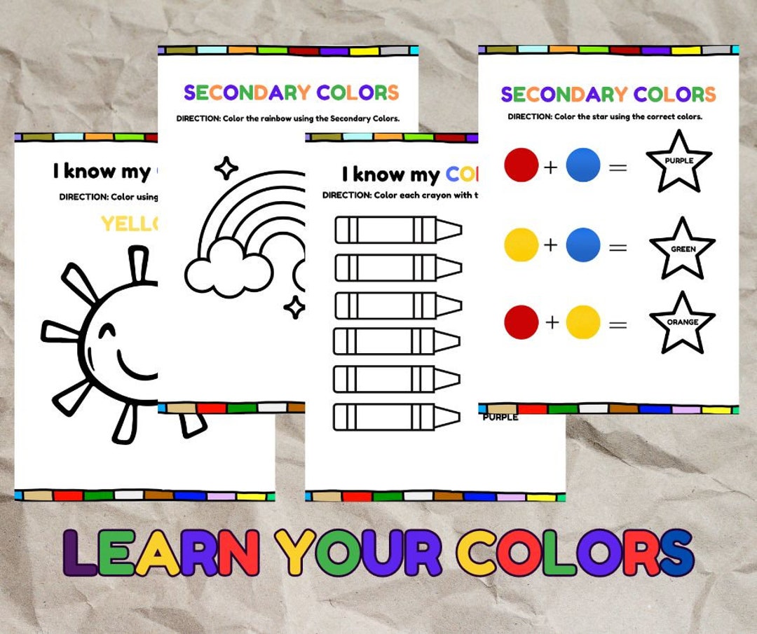 Learning Colors Printable Coloring Pages for Preschoolers - Etsy