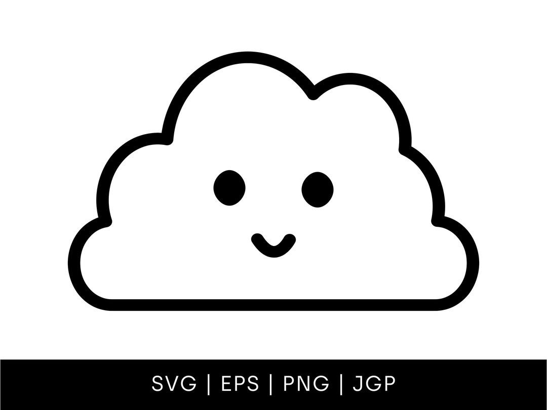 Kawaii Cloud Outline Svg Cloud Vector File Cute Cloud Svg Cloud Clip ...
