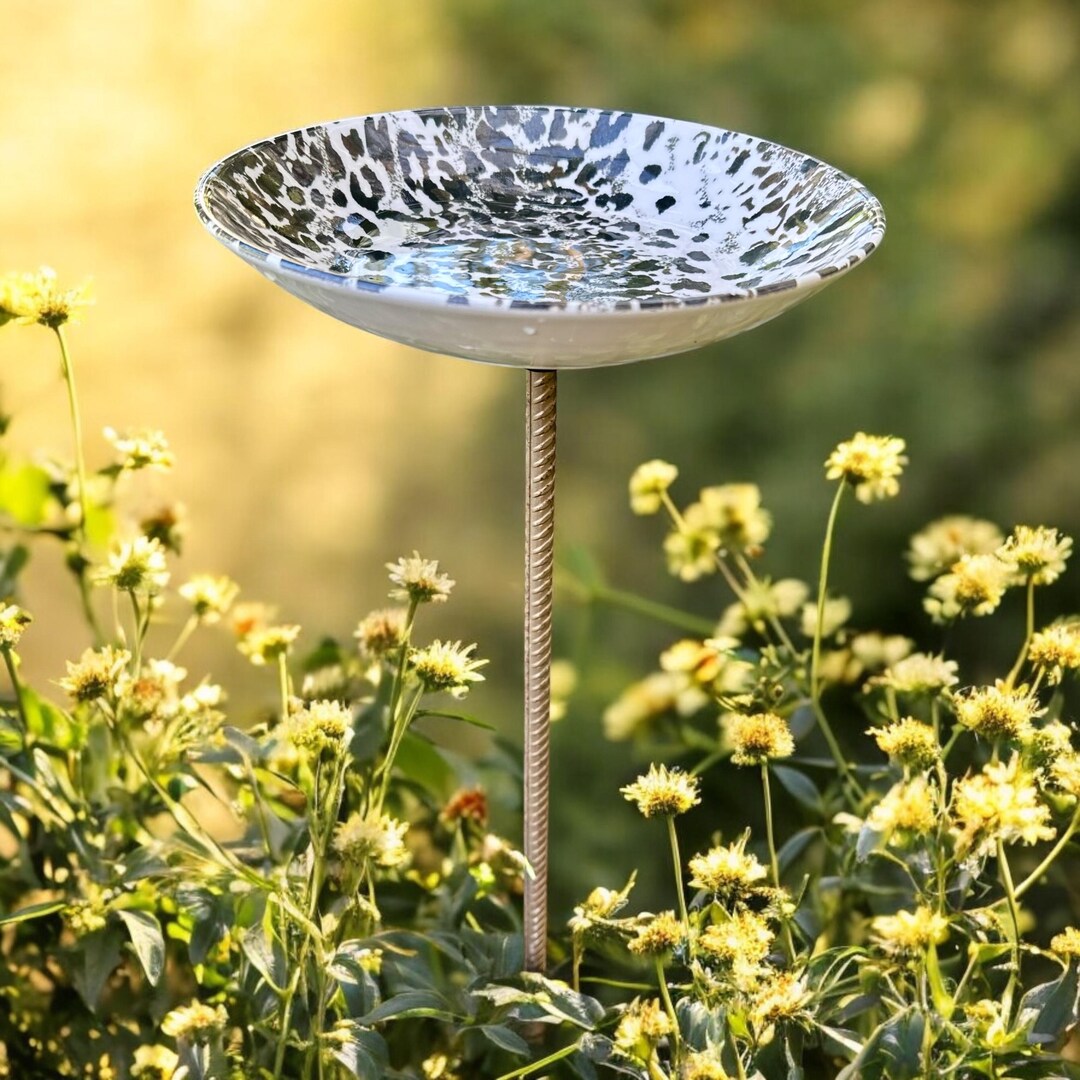Flowerpot Mini Bird Bath, Dramatic Leopard Animal Print in Shades of ...