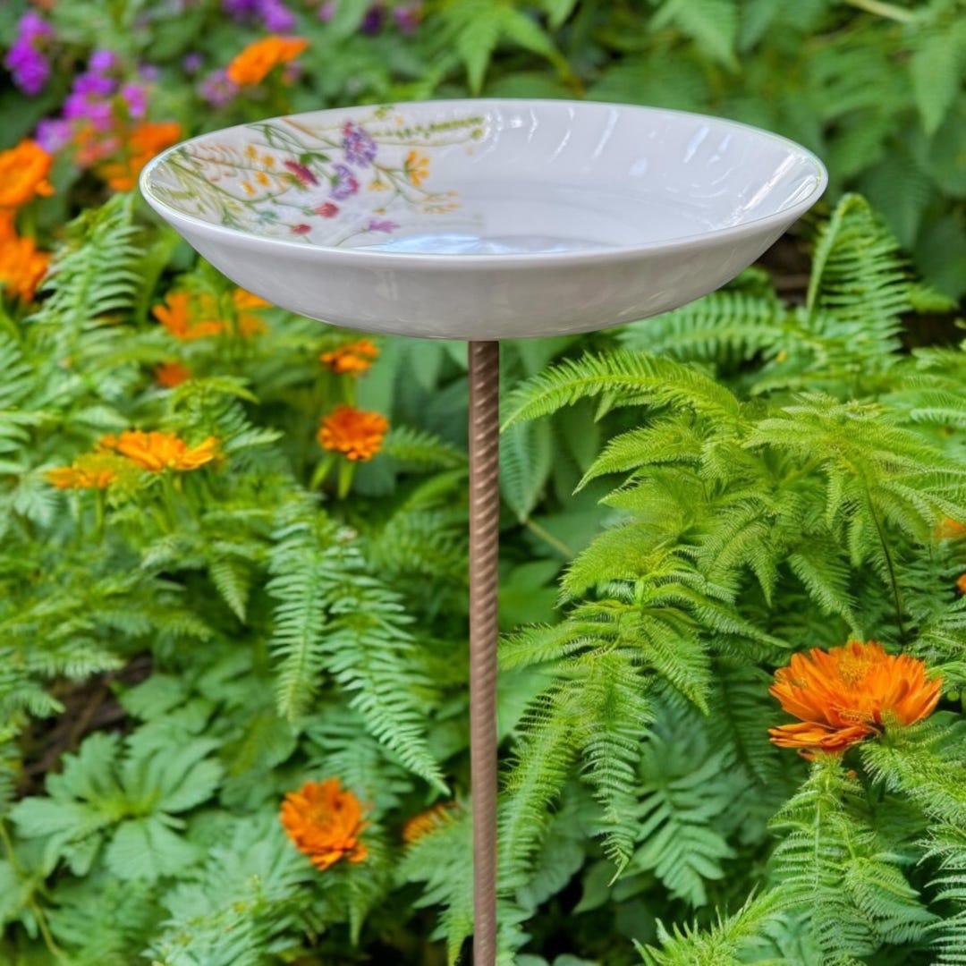 Flowerpot Mini Bird Bath, Mikasa Wildflower Garden Bone China, Stake ...
