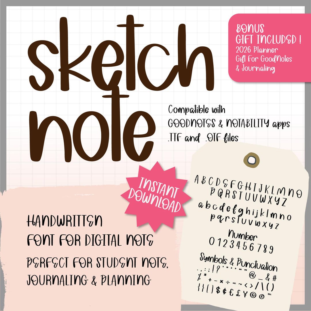 Sketchnote Handwritten Font - Neat Note-taking Font for Goodnotes ...