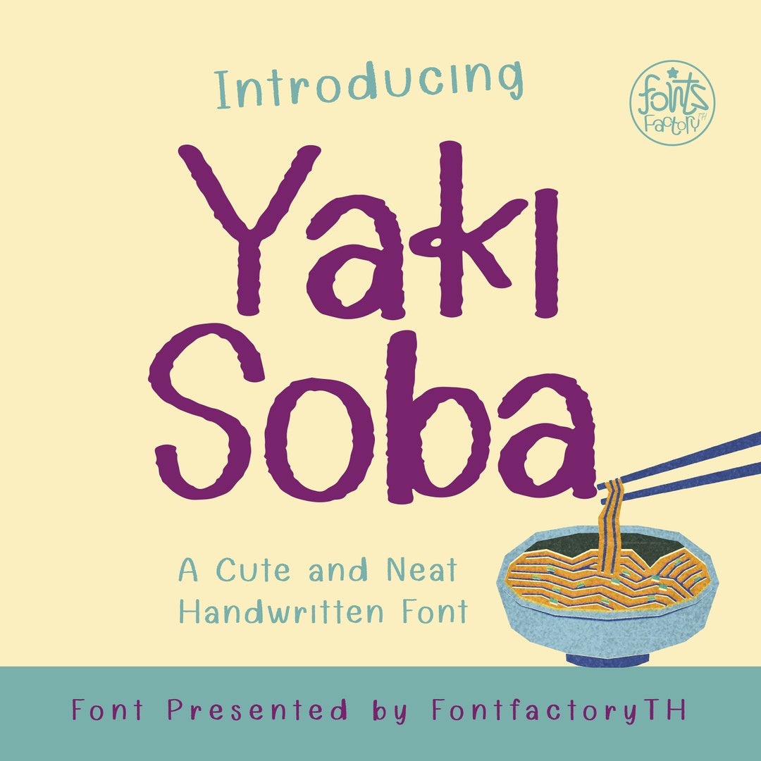 Yakisoba Font - Cute Handwritten, Clean Font, Cute Handwriting, Digital ...