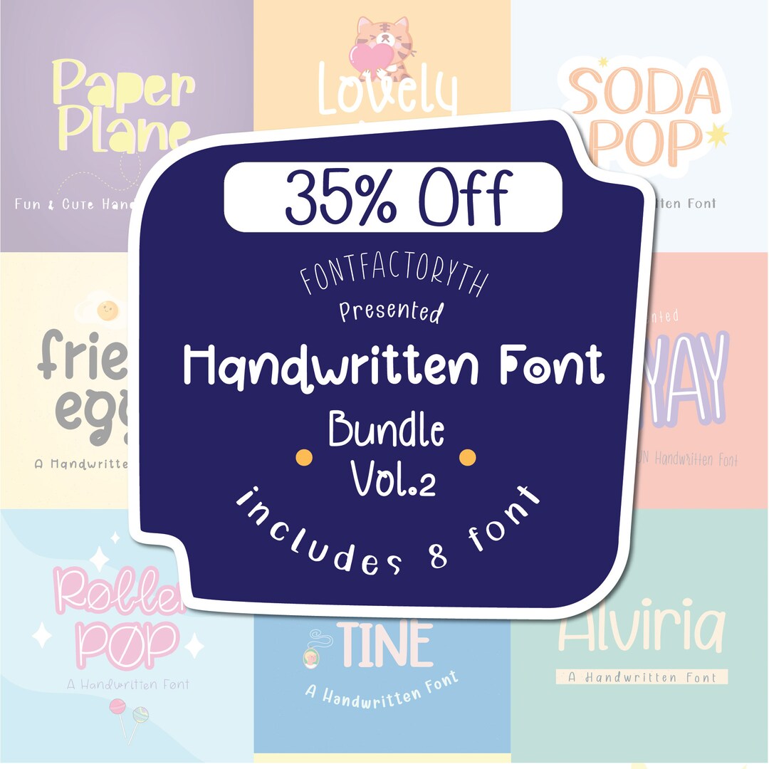 8 Font Bundle Handwritten - Cute Handwritten, Digital Note Fonts ...