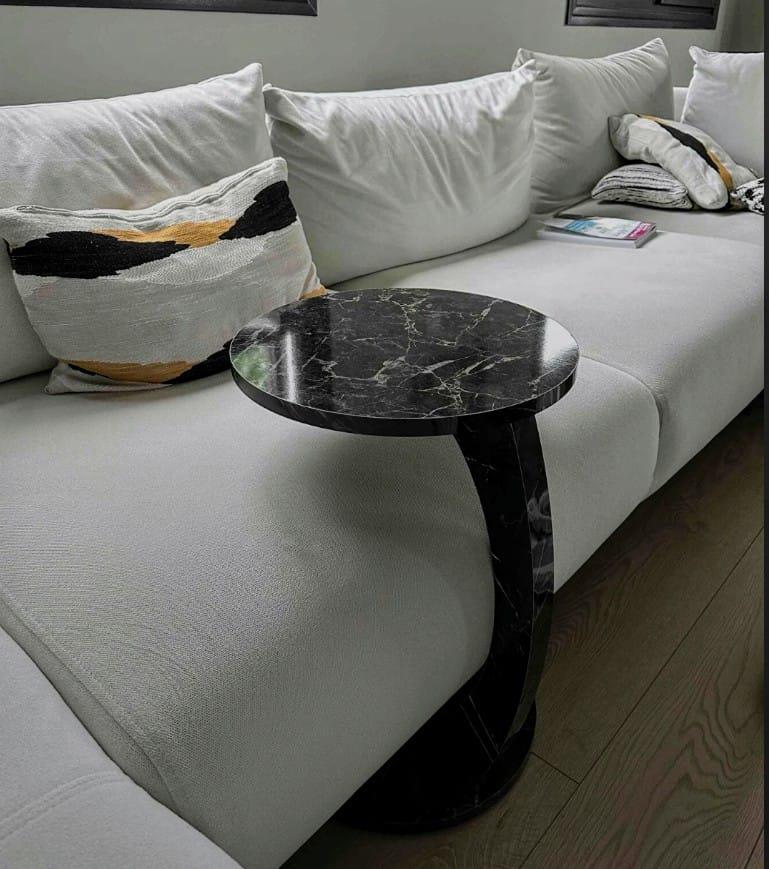 Rolling C Table With Marble Look: Sofa Laptop Desk - Etsy