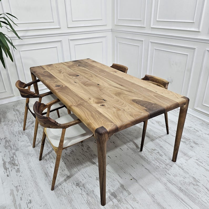 Handcrafted Solid Maple Dining Table Modern Wooden Furniture, Durable ...