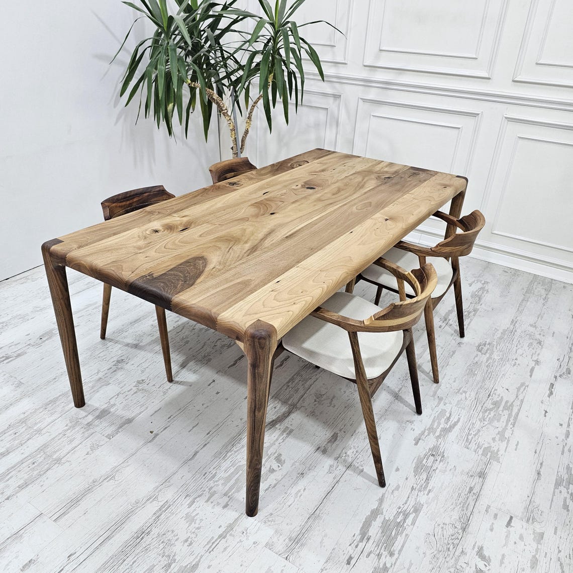 Handcrafted Solid Maple Dining Table Modern Wooden Furniture, Durable ...