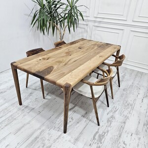 Handcrafted Solid Maple Dining Table Modern Wooden Furniture, Durable ...