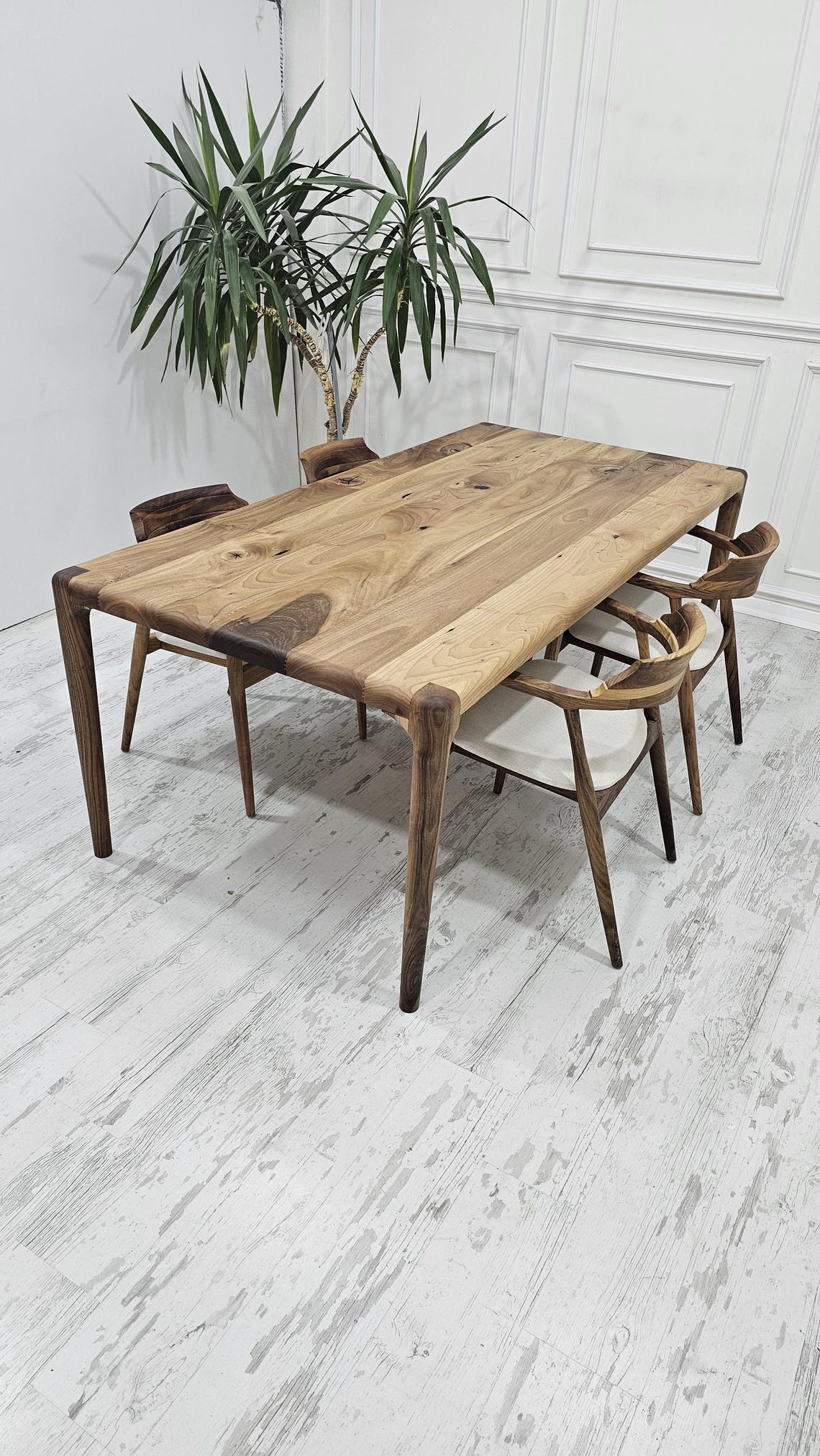 Handcrafted Solid Maple Dining Table Modern Wooden Furniture, Durable ...