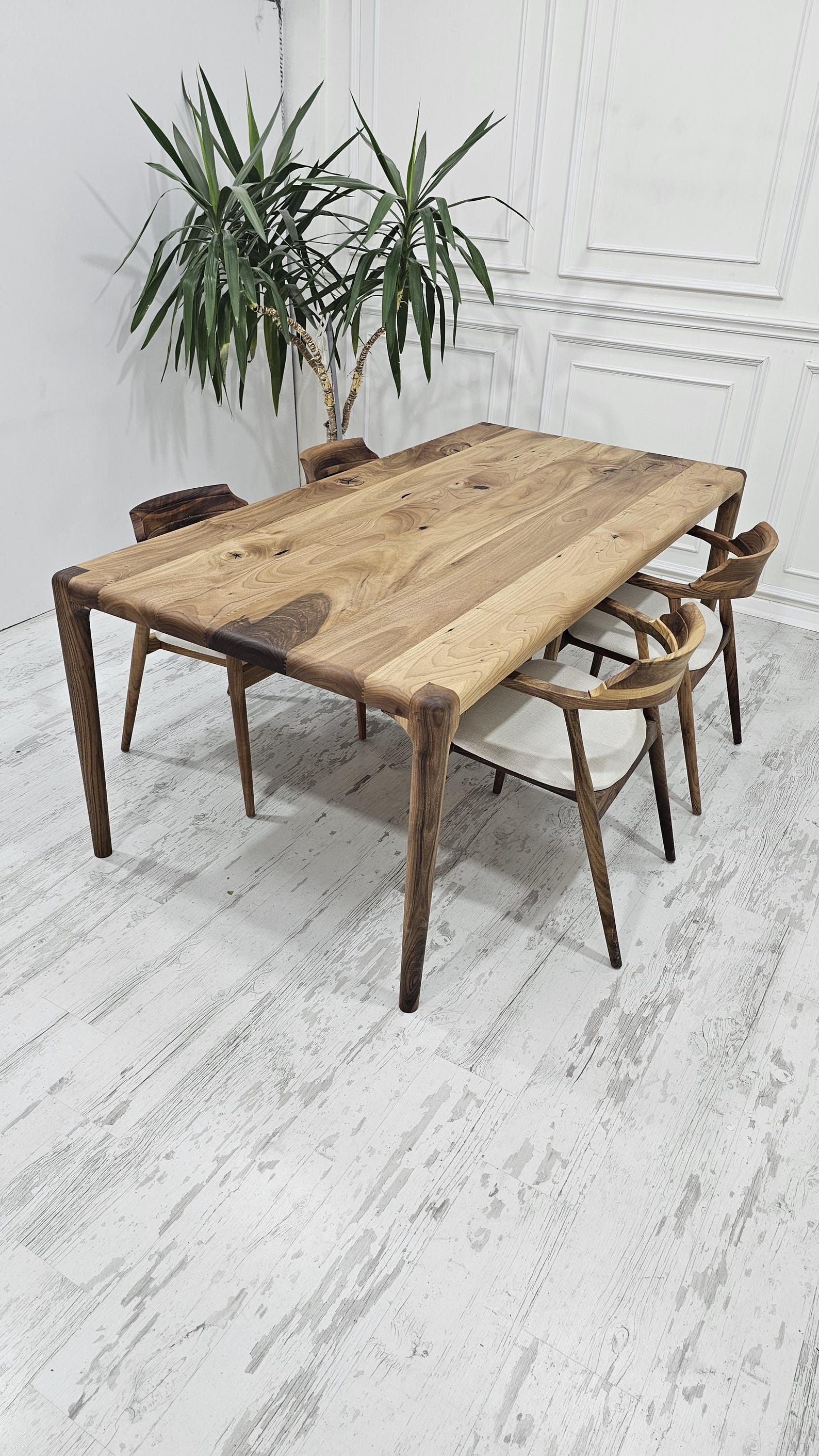 Handcrafted Solid Maple Dining Table Modern Wooden Furniture, Durable ...