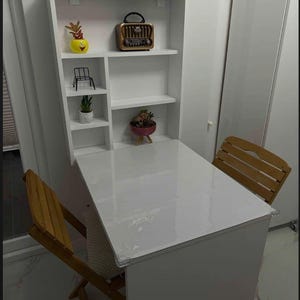 Wall Mounted Folding Desk With Storage Shelves: Space Saving Murphy ...