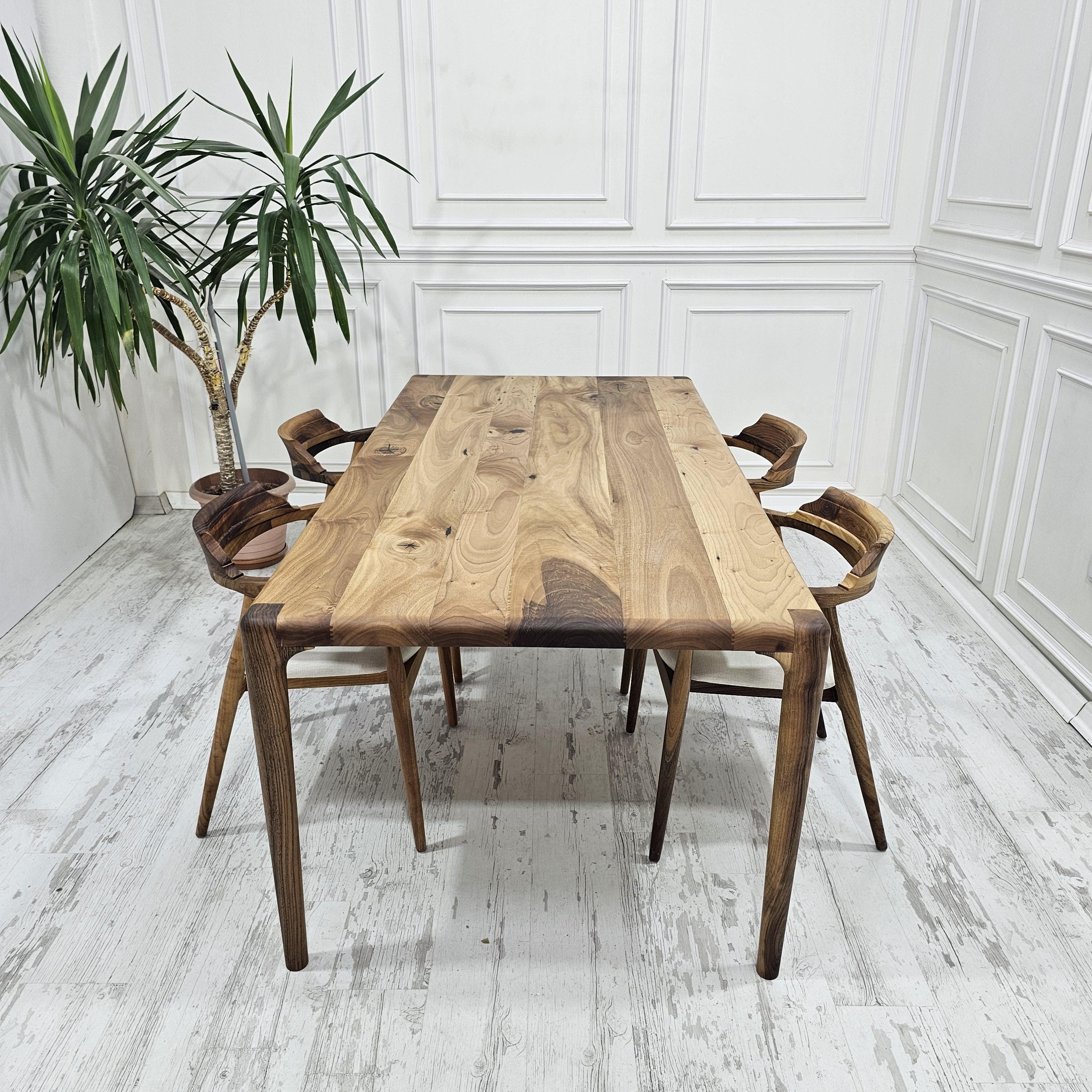Handcrafted Solid Maple Dining Table Modern Wooden Furniture, Durable ...
