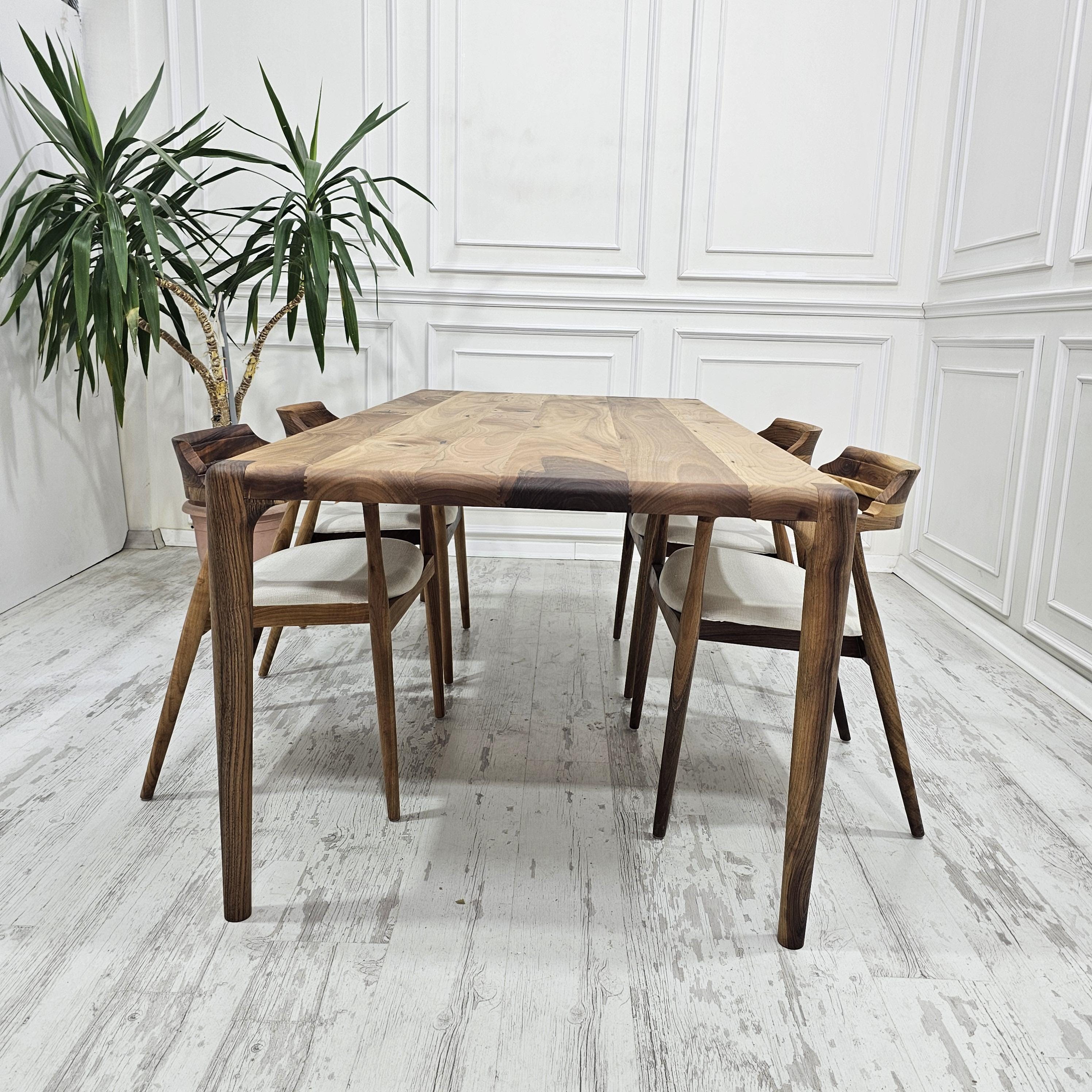 Handcrafted Solid Maple Dining Table Modern Wooden Furniture, Durable ...