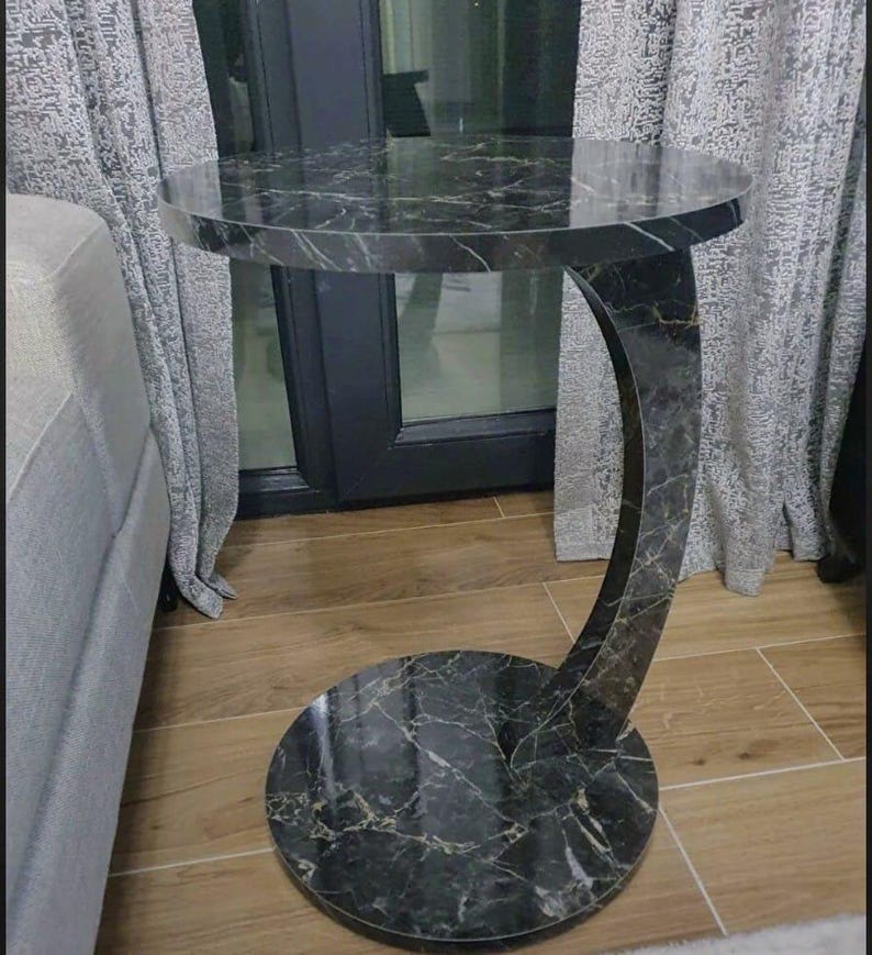 Rolling C Table With Marble Look: Sofa Laptop Desk - Etsy