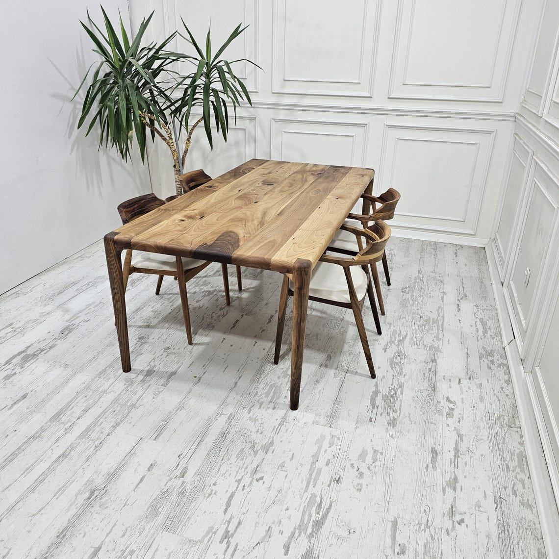 Handcrafted Solid Maple Dining Table Modern Wooden Furniture, Durable ...