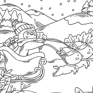 Adorable Winter Penguin Coloring Page - Etsy