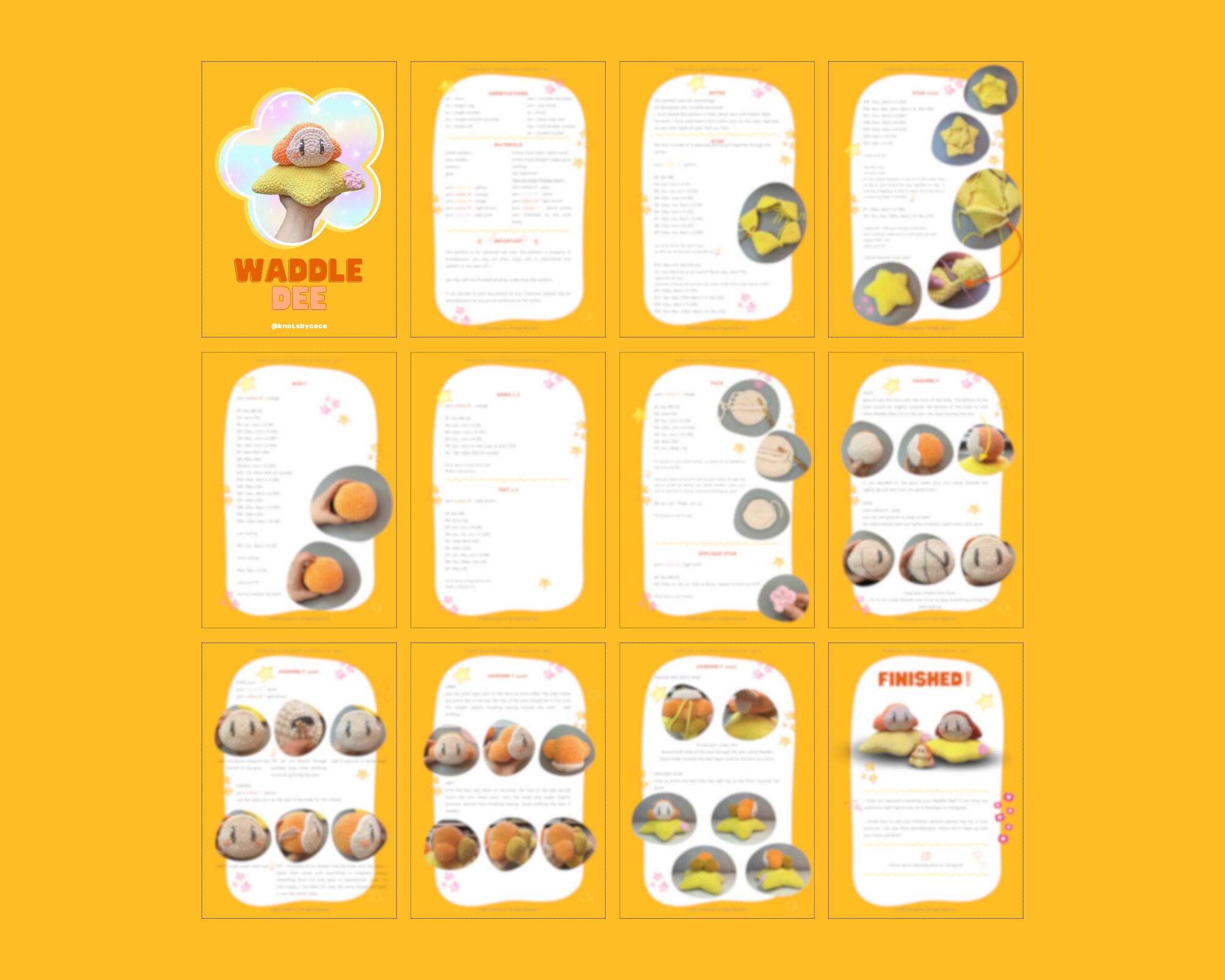 Waddle Dee on a Star Crochet Plushie PATTERN - Etsy