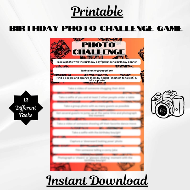 Adult Birthday Party Game Photo Challenge Scavenger Hunt, Adult Fun ...