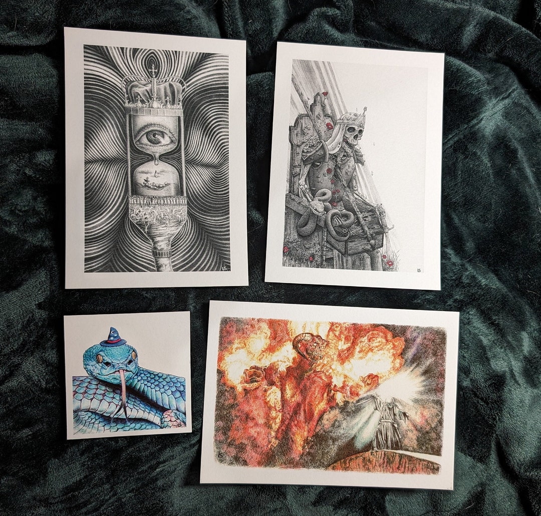 Ballpoint Art Print Bundle, LOTR, Skeleton, Snake, Wizard, Equality ...