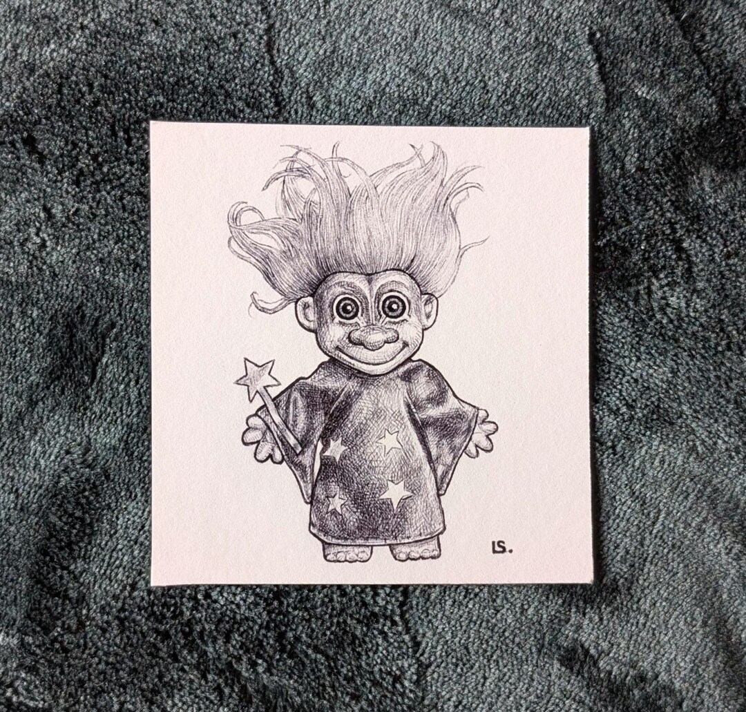 Retro Toy Art Print. Troll Illustration, Cute Artwork, Fantasy, Wizard ...