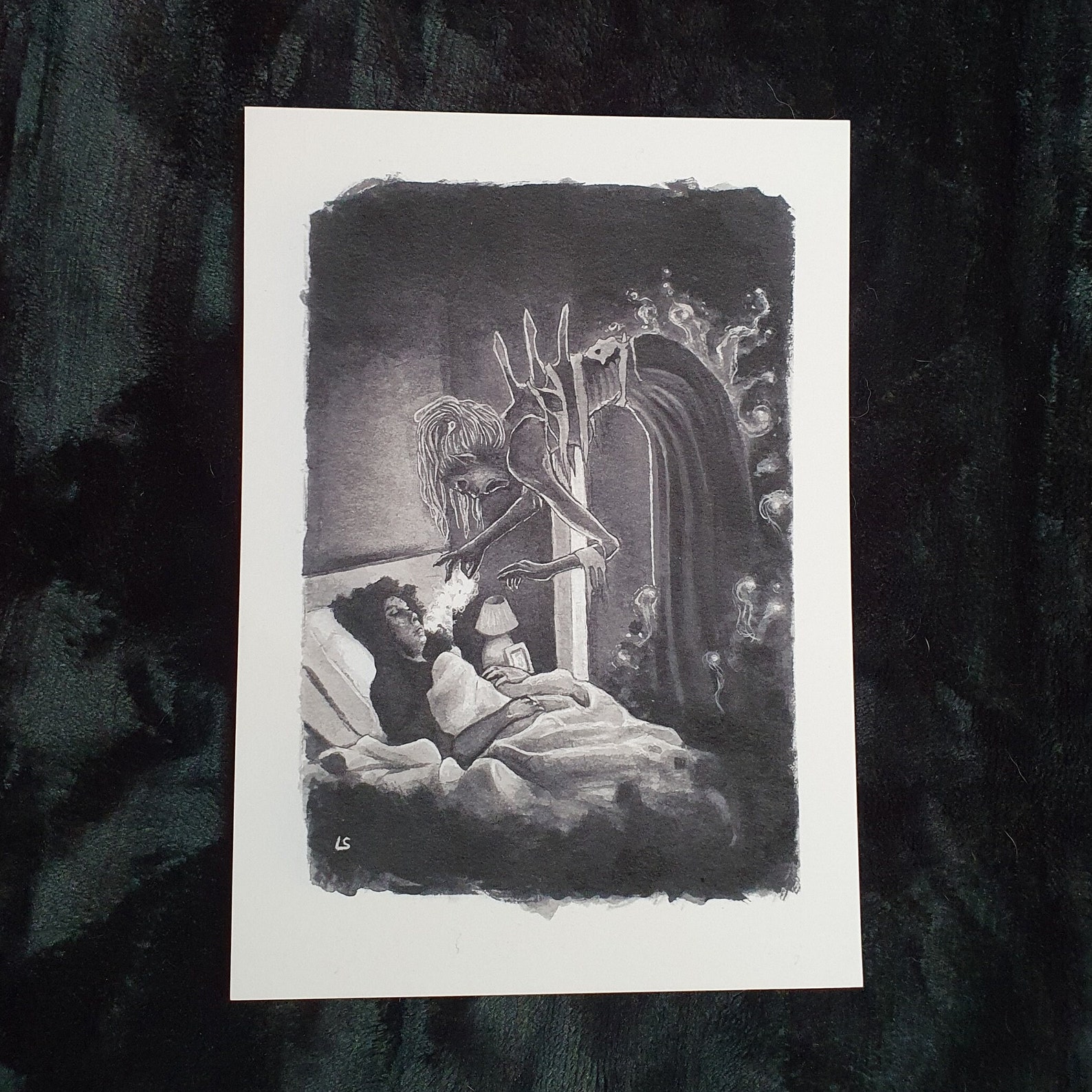 Sleep Paralysis Demon Painting, Dark Art, Horror, Ghost, Ink A5 Fine ...