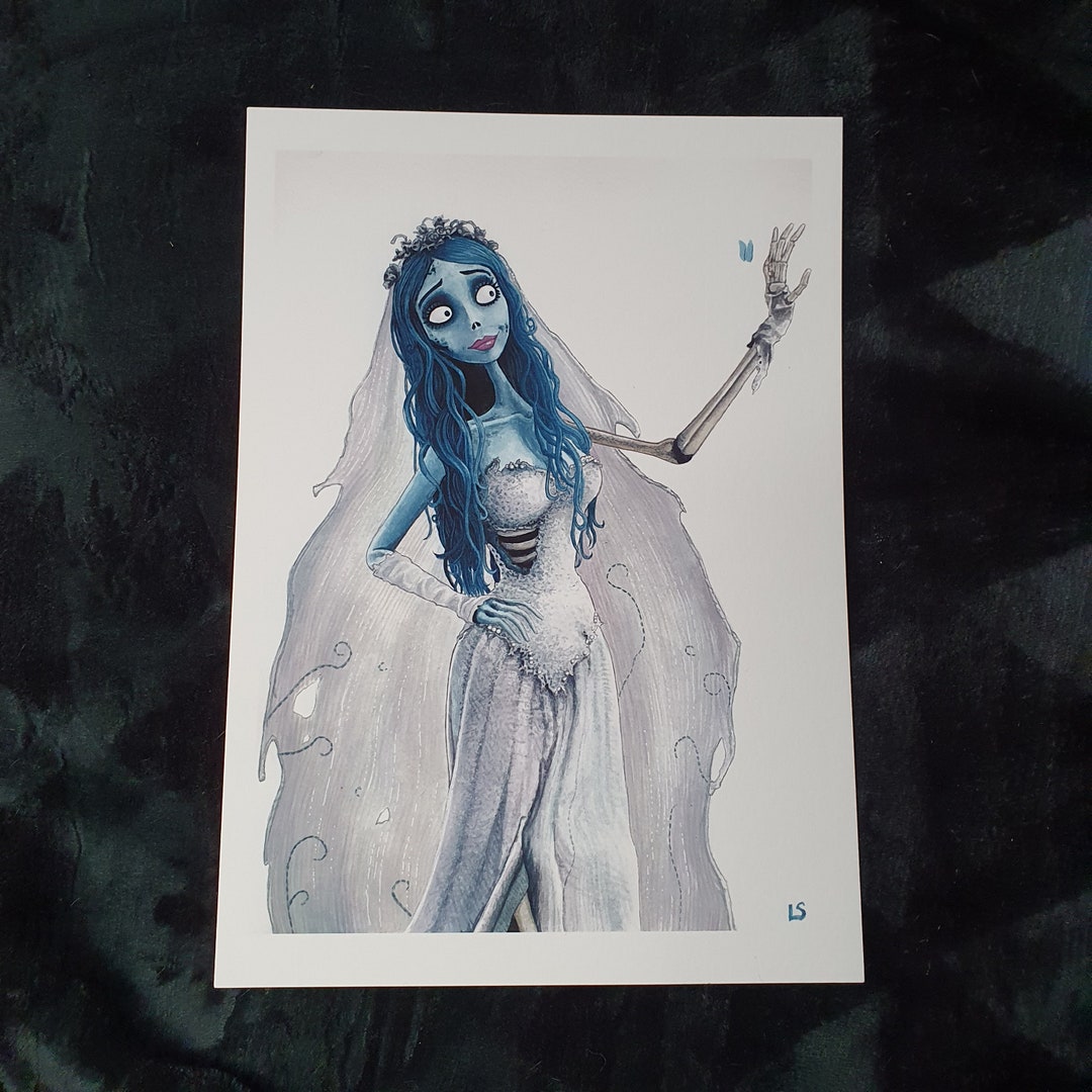 Zombie Bride Painting, Emily A4 Art Print. Undead Girl, Spooky Beauty ...